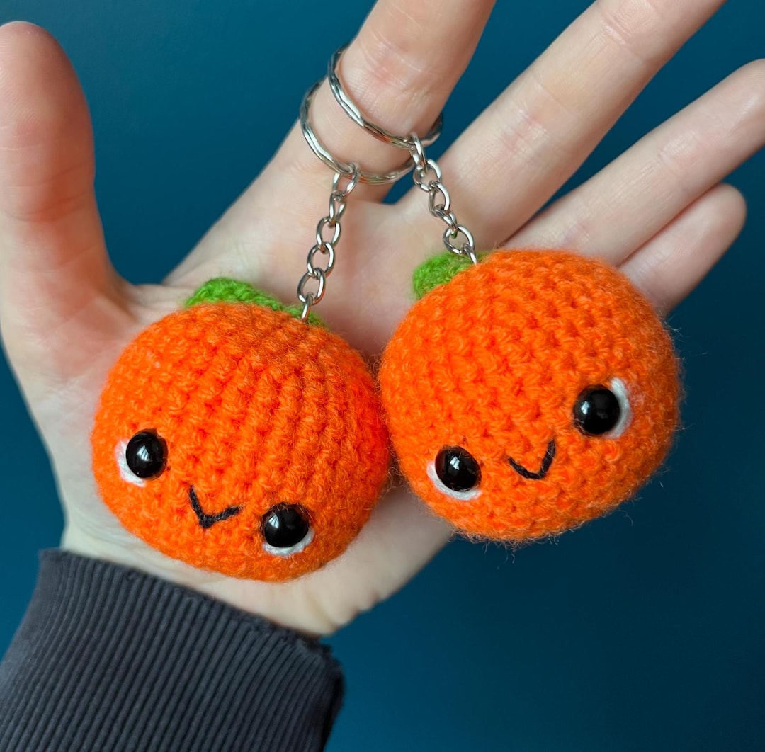 Crochet Orange Keyrings, Amigurumi Orange Keyring, Crochet Fruit ...