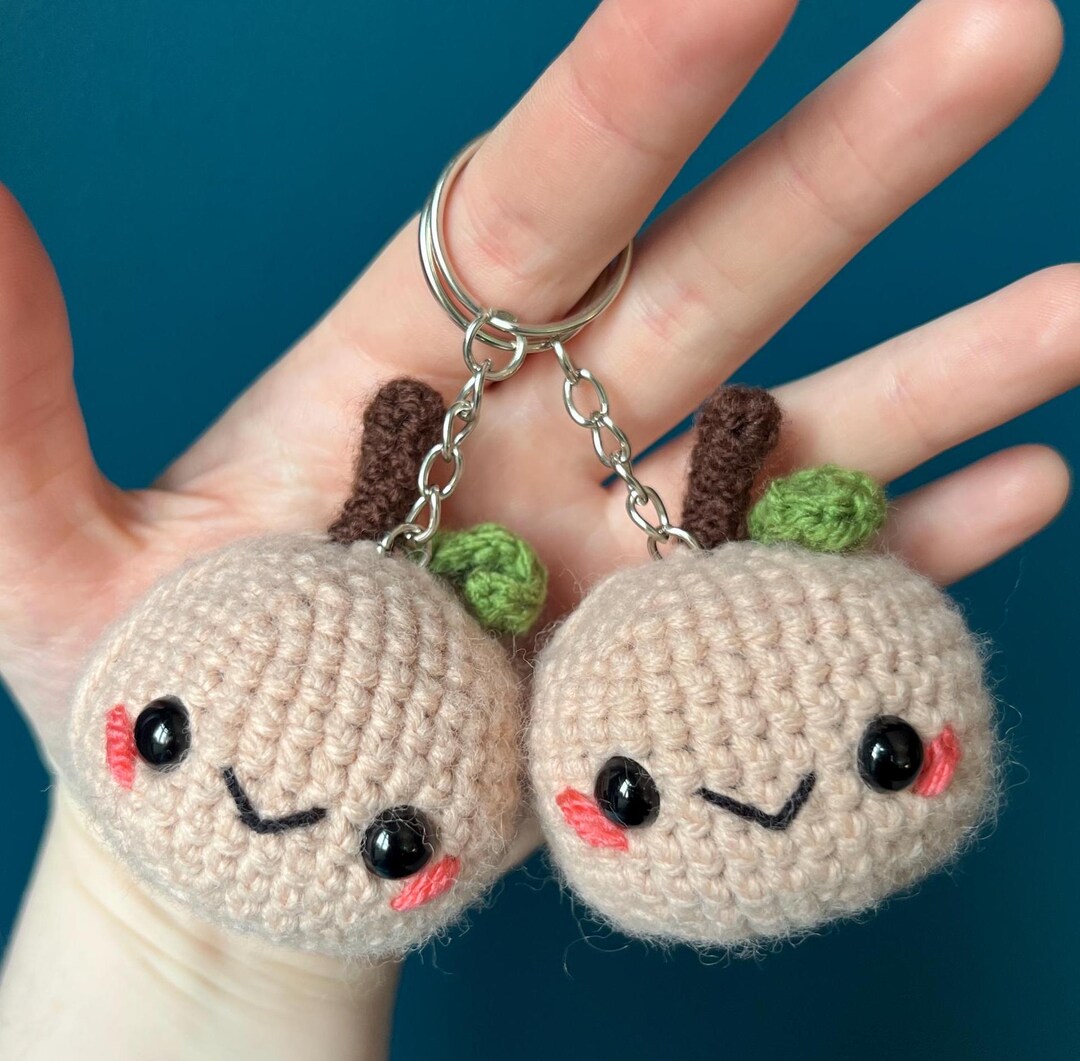 Crochet Peach Keyring, Amigurumi Peach Keyring, Crochet Fruit - Etsy