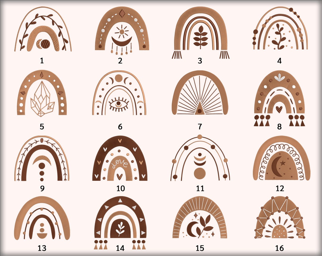Boho Rainbow Set 16 Embroidery Machine Design,boho Rainbow Set ...
