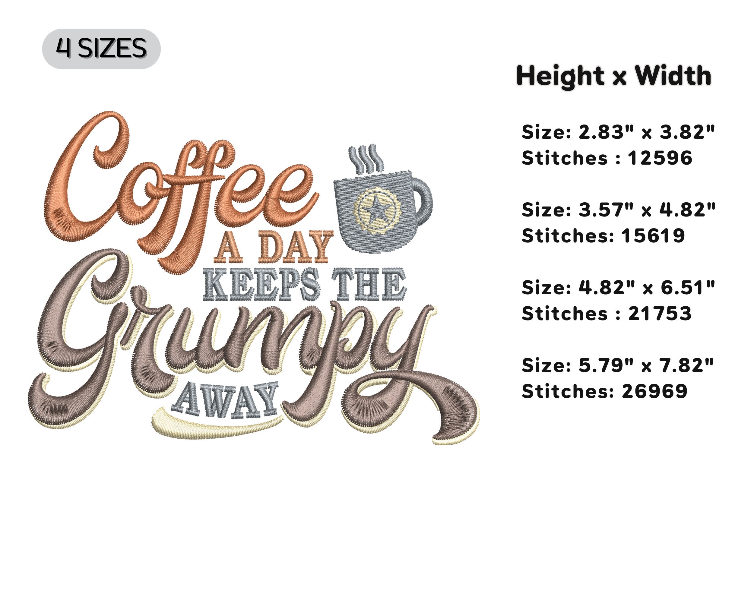 Coffee A Day Keeps the Grumpy Away Machine Embroidery Design,embroidery ...