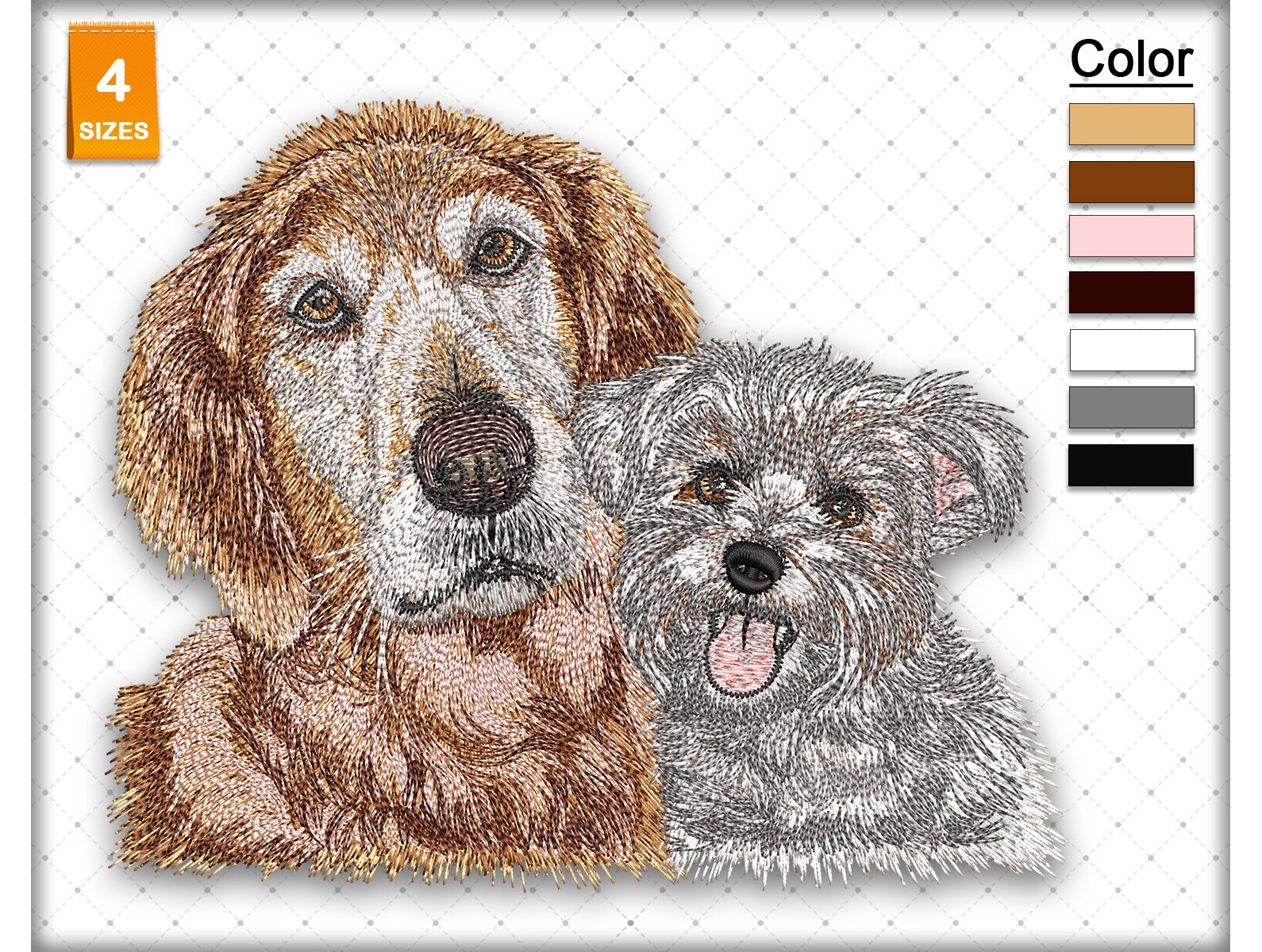 2 Dog Embroidery Machine Design, Cute Dog Machine Design, Dog Pattern ...