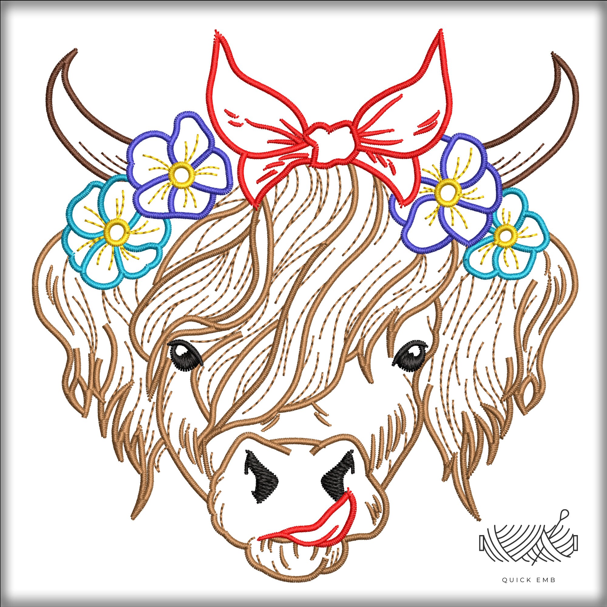 Scottish Highland Cow With Bandana Machine Embroidery Design,highland ...