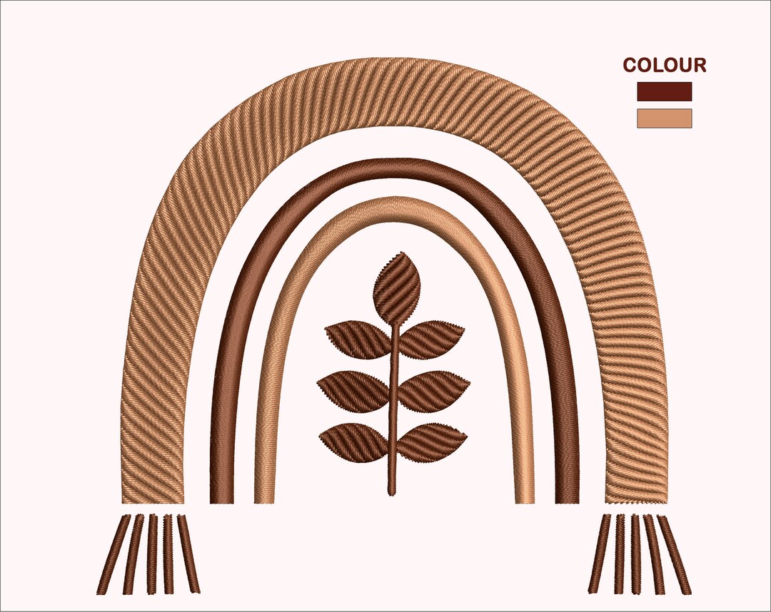 Boho Rainbow Embroidery Machine Design,rainbow With Leaf Embroidery ...