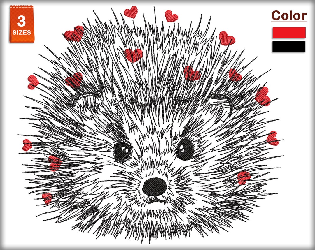 Hedgehog With Heart Embroidery Machine Design, Hedgehog Embroidery ...