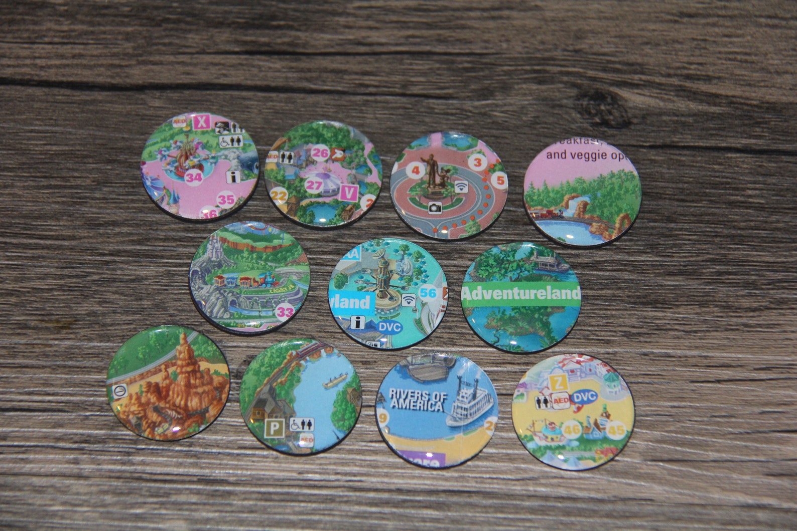 Disneyland Map 1" Fridge Magnets - Etsy