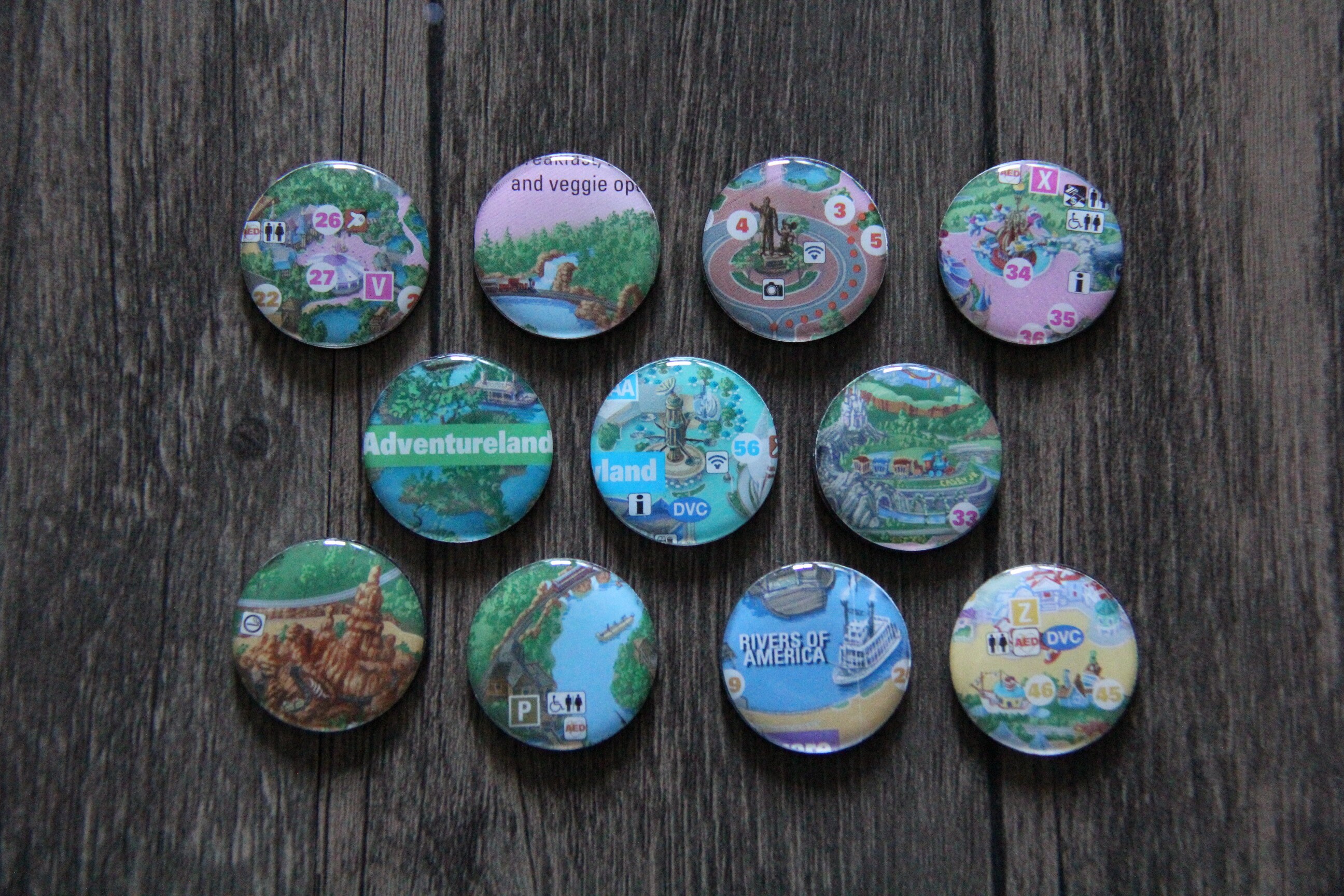 Disneyland Map 1" Fridge Magnets - Etsy