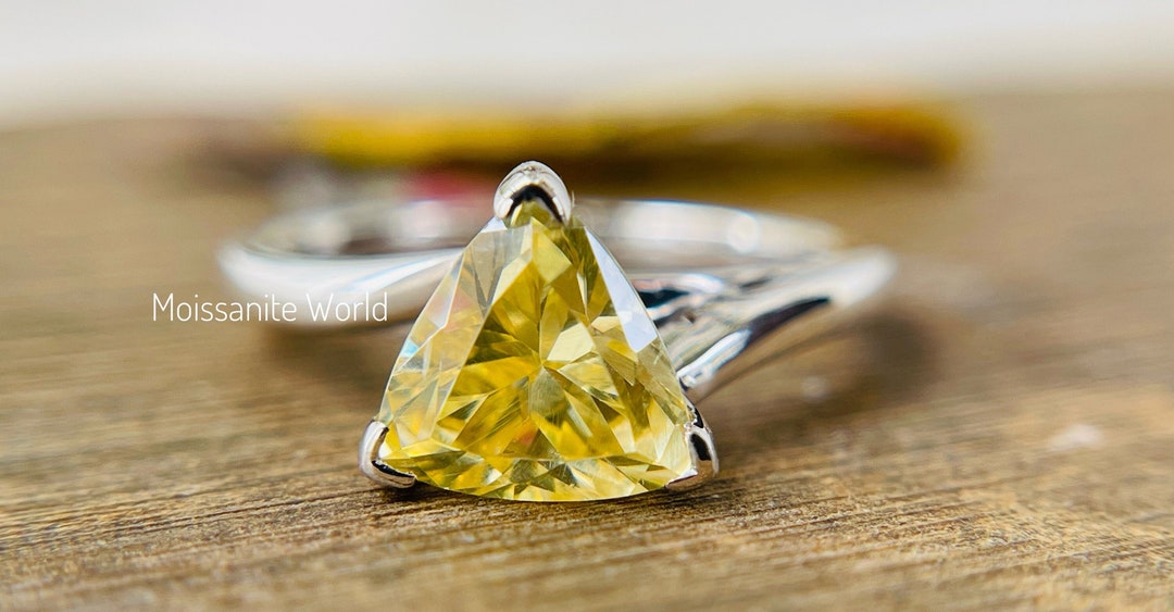 8 MM Trillion Cut Cubic Zirconia Engagement Ring, Comfort Fit Solitaire ...