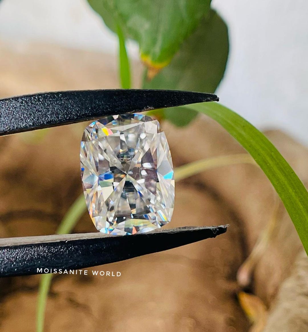 Antique Loose Elongated Crushed Ice Cushion Cut Moissanite Stone DEF ...