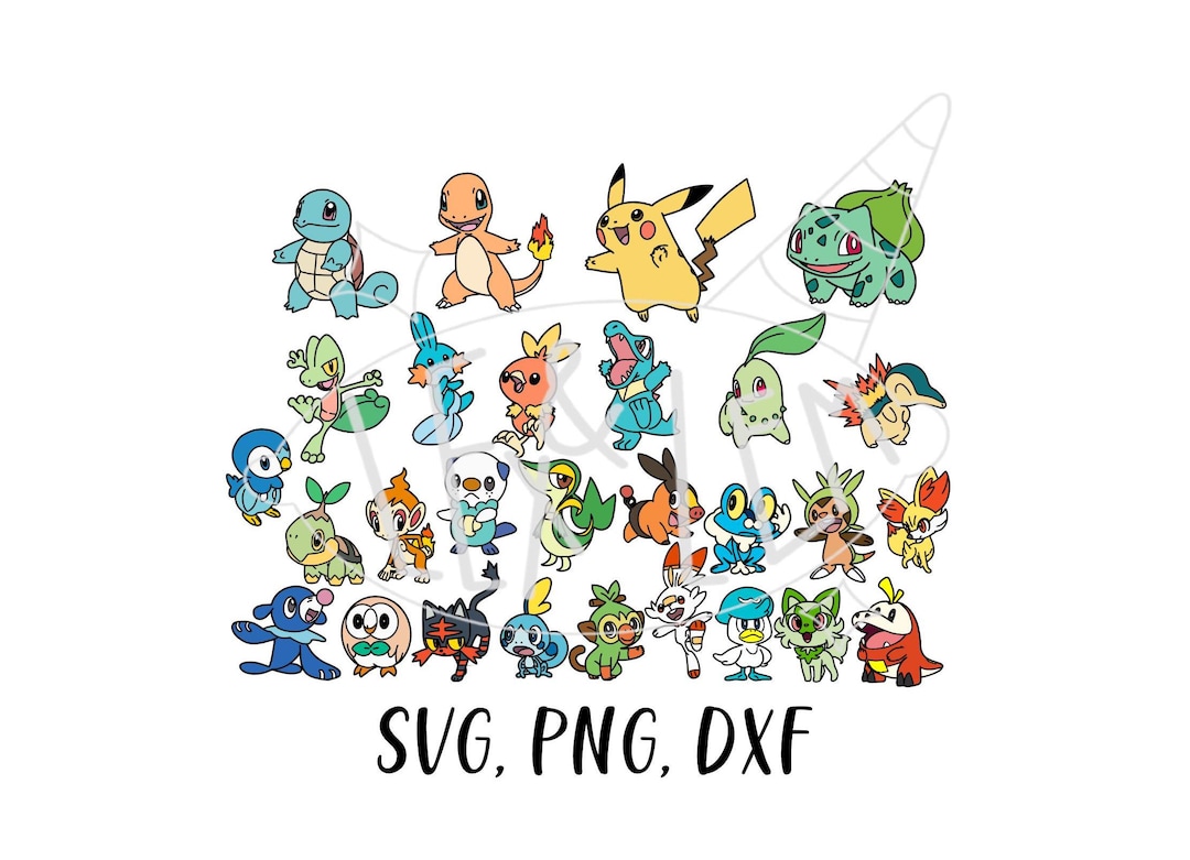All Pokemon Starters | SVG, PNG, and DXF Files Bundle, Digital File - Etsy
