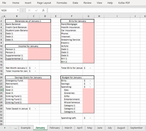 2022 12 month Budget Template For Beginners Excel Etsy Israel
