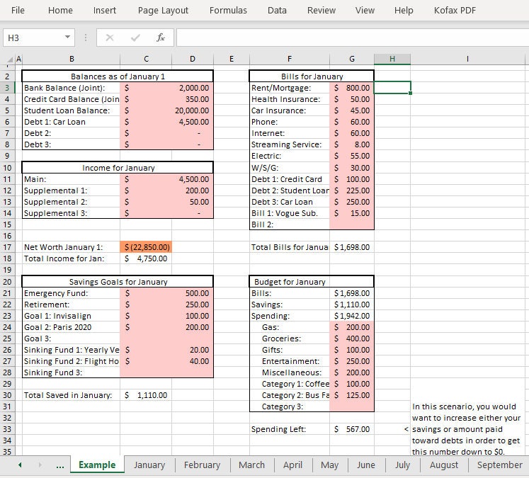 2023 12 month Budget Template For Beginners Excel Etsy Singapore