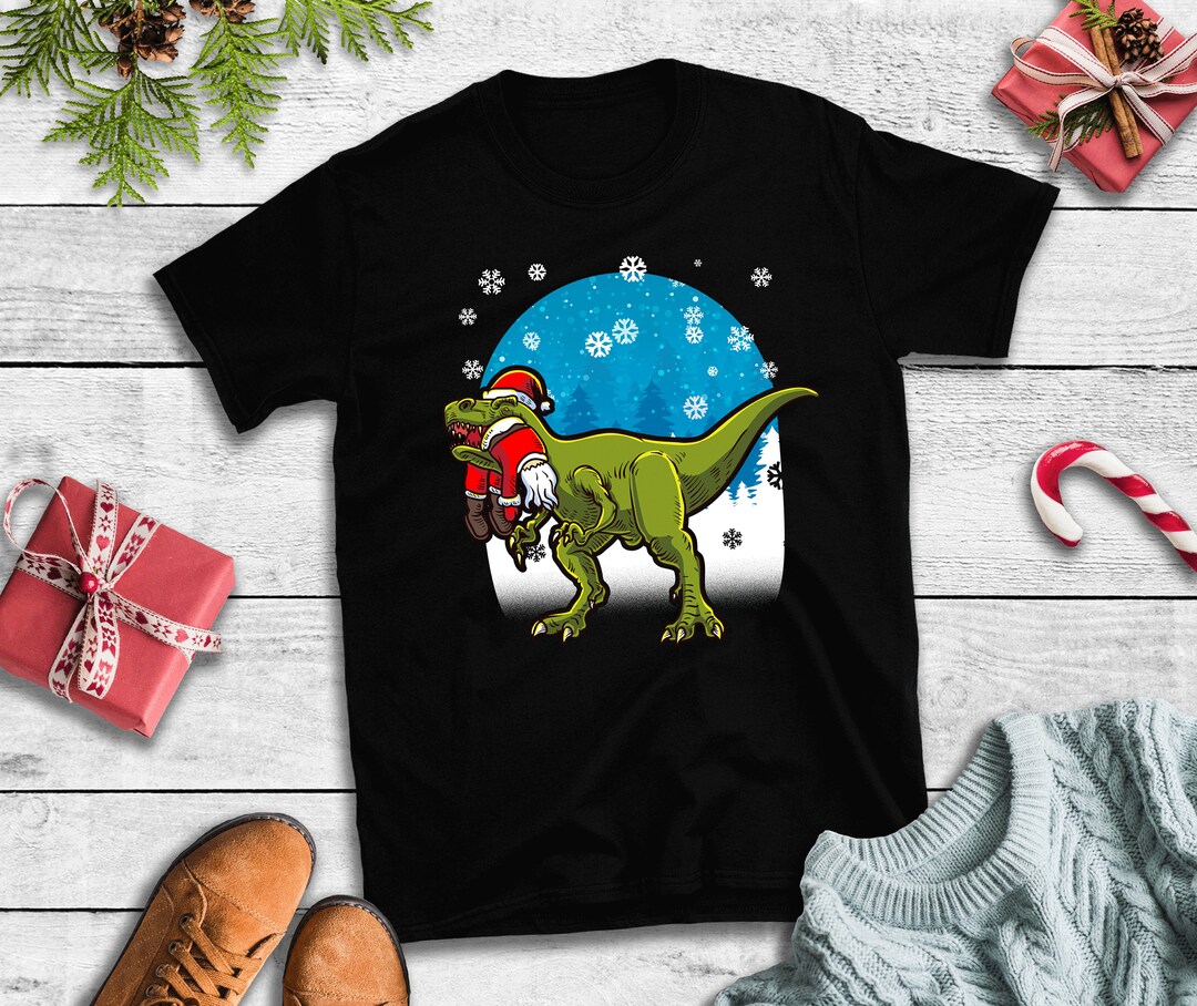 T Rex Eating Santa Shirt, Funny T-rex Christmas Shirt, T-rex Santa ...
