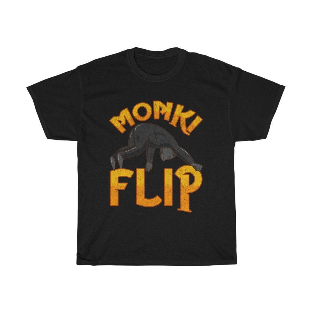 Monki Flip T-shirt, Funny Monkey T-shirt, Monkey Doing A Backflip T ...