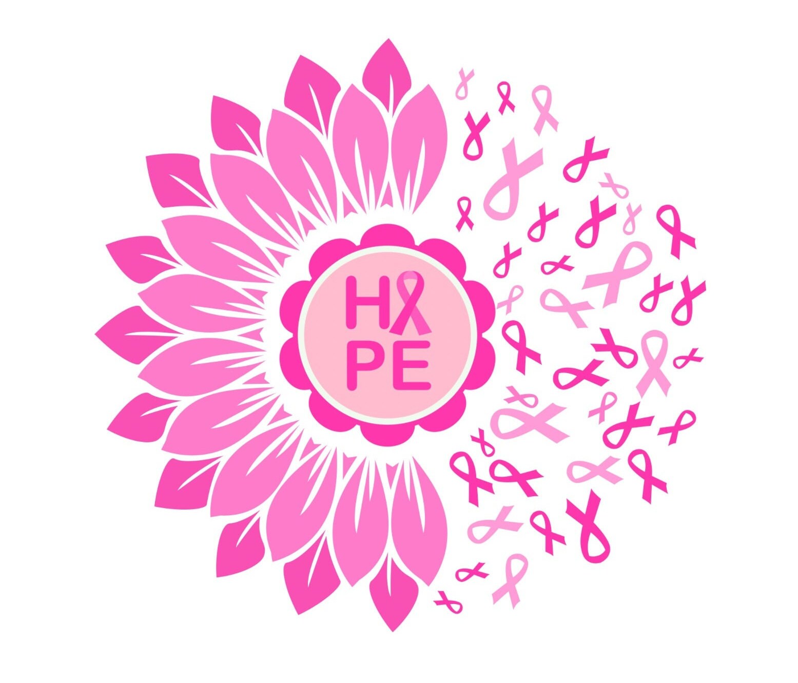 Breast Cancer Awareness Pink Ribbon Flower SVG PNG (digital Download ...