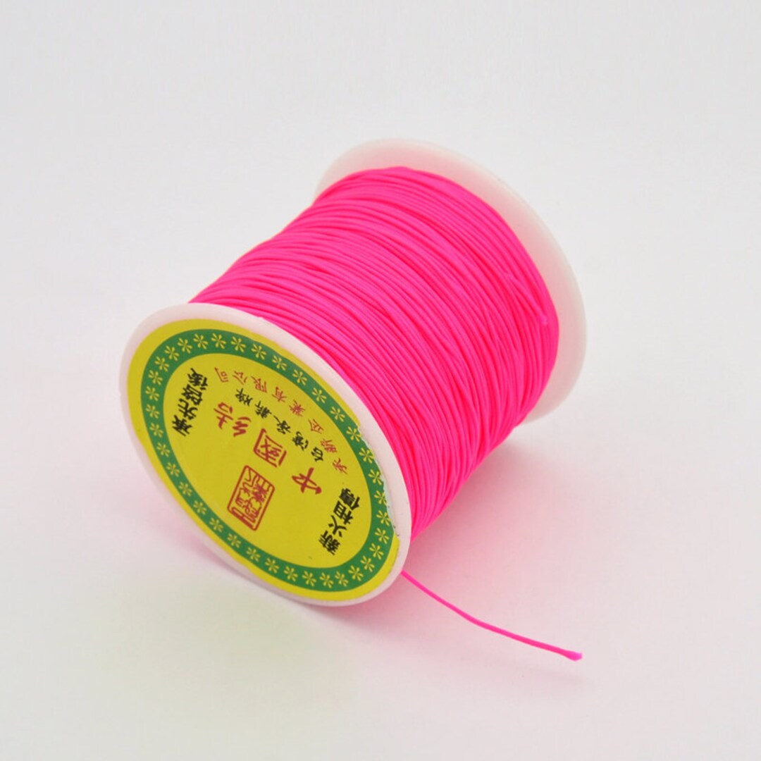 20 Meters 0.8 Mm Neon Pink Faux Silk Cord for Macrame Knots Bracelet ...