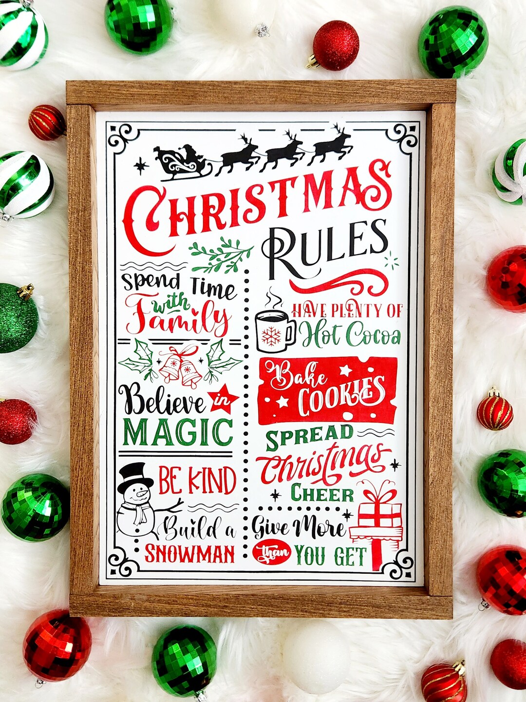 Christmas Rules Wood Farmhouse Sign - Etsy