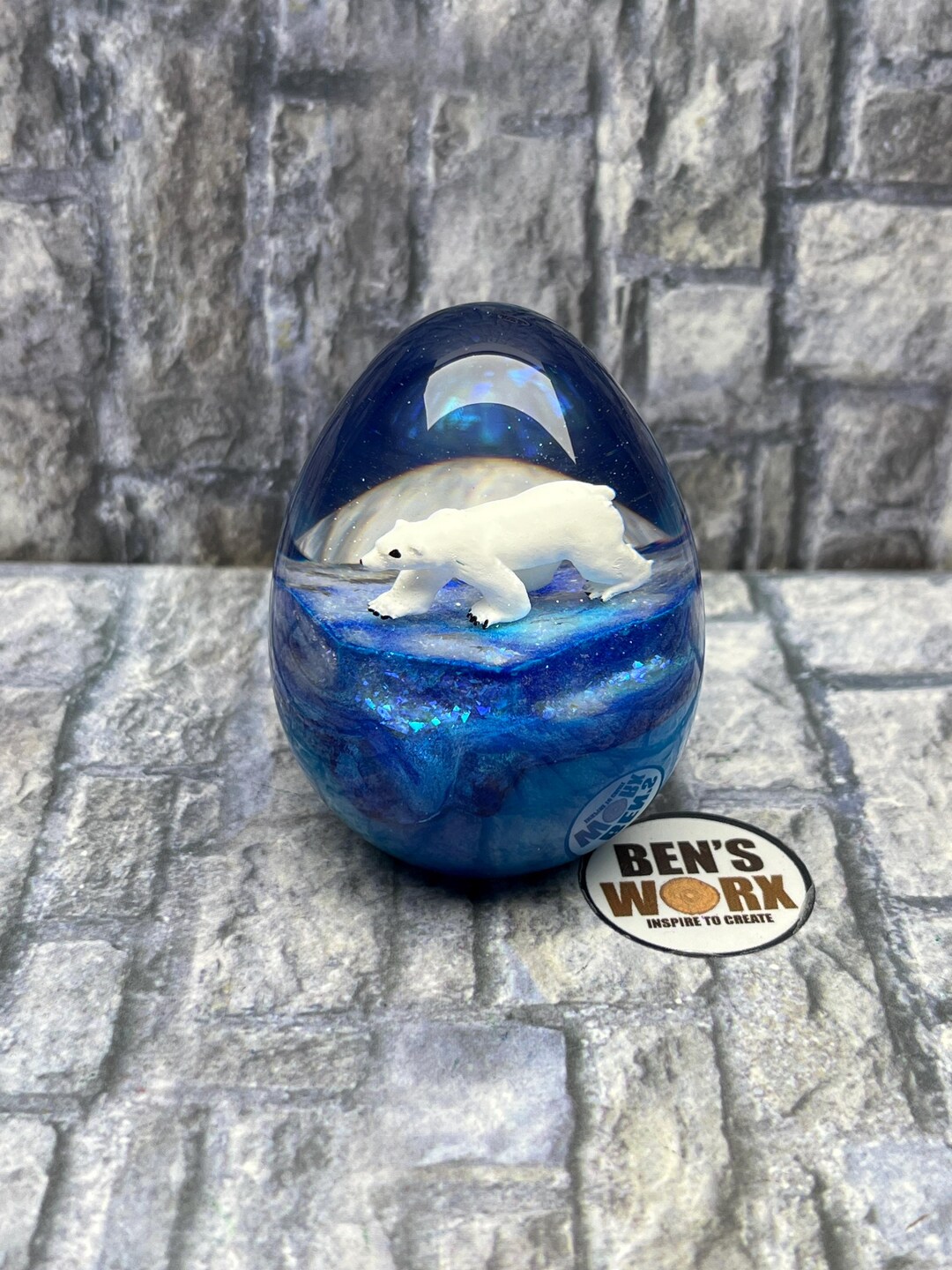 New Glowing Polar Bear Starry Night Dragon Egg by Bens Worx - Etsy