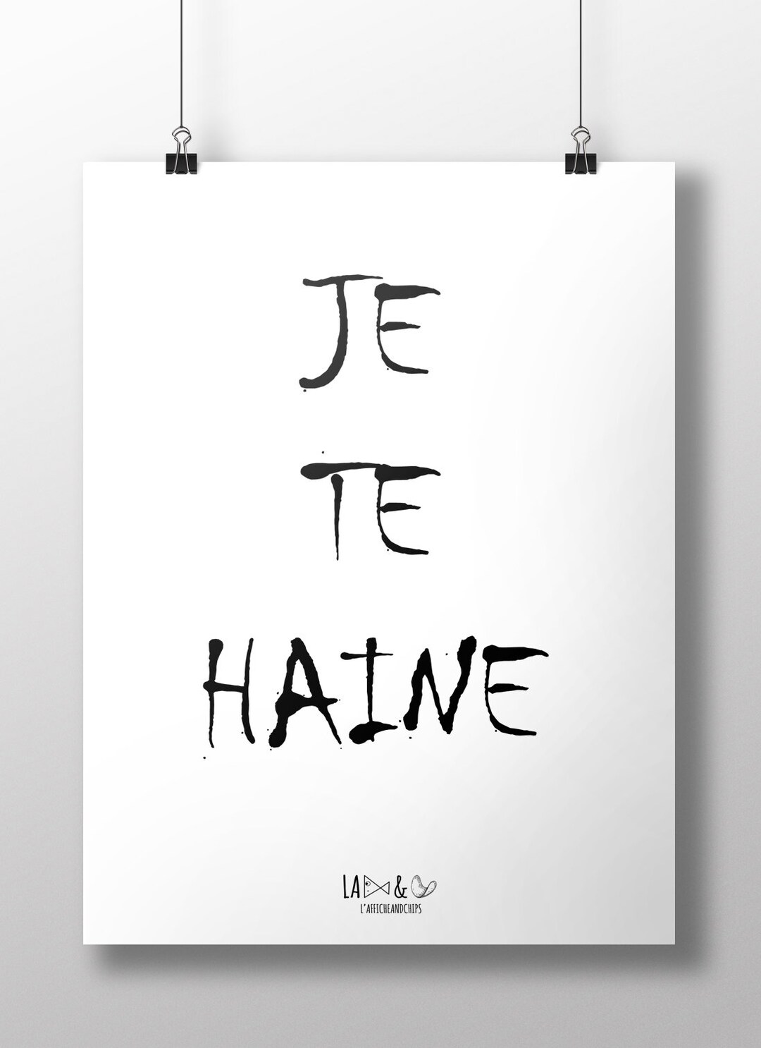 Humorous Poster "i Hate You" Humor Graphic Illustration Black and White ...