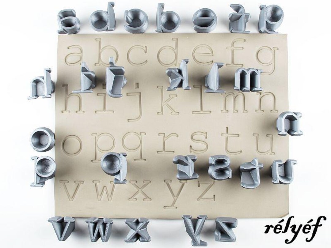 Courier Lowercase 26 Mm | Alphabet Stamps for Clay Texture | Ceramic ...