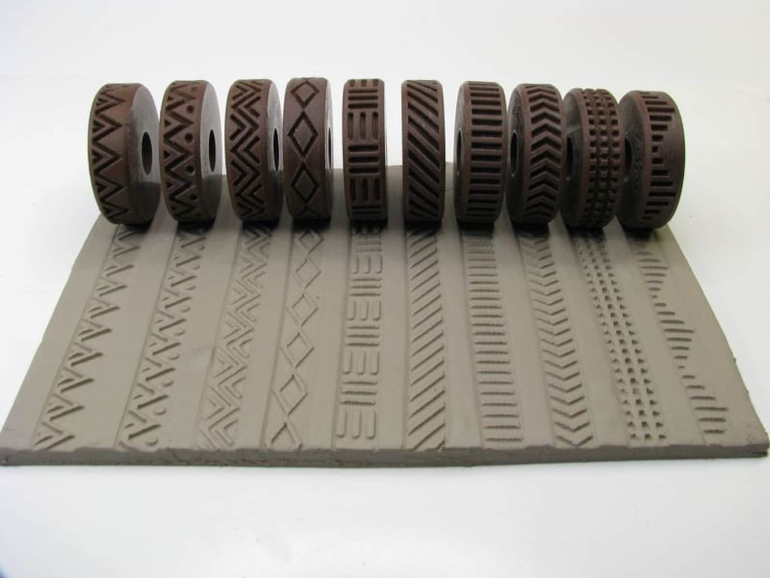 Pottery texturing ceramic clay rollers: Rélyéf set of debossed | Etsy