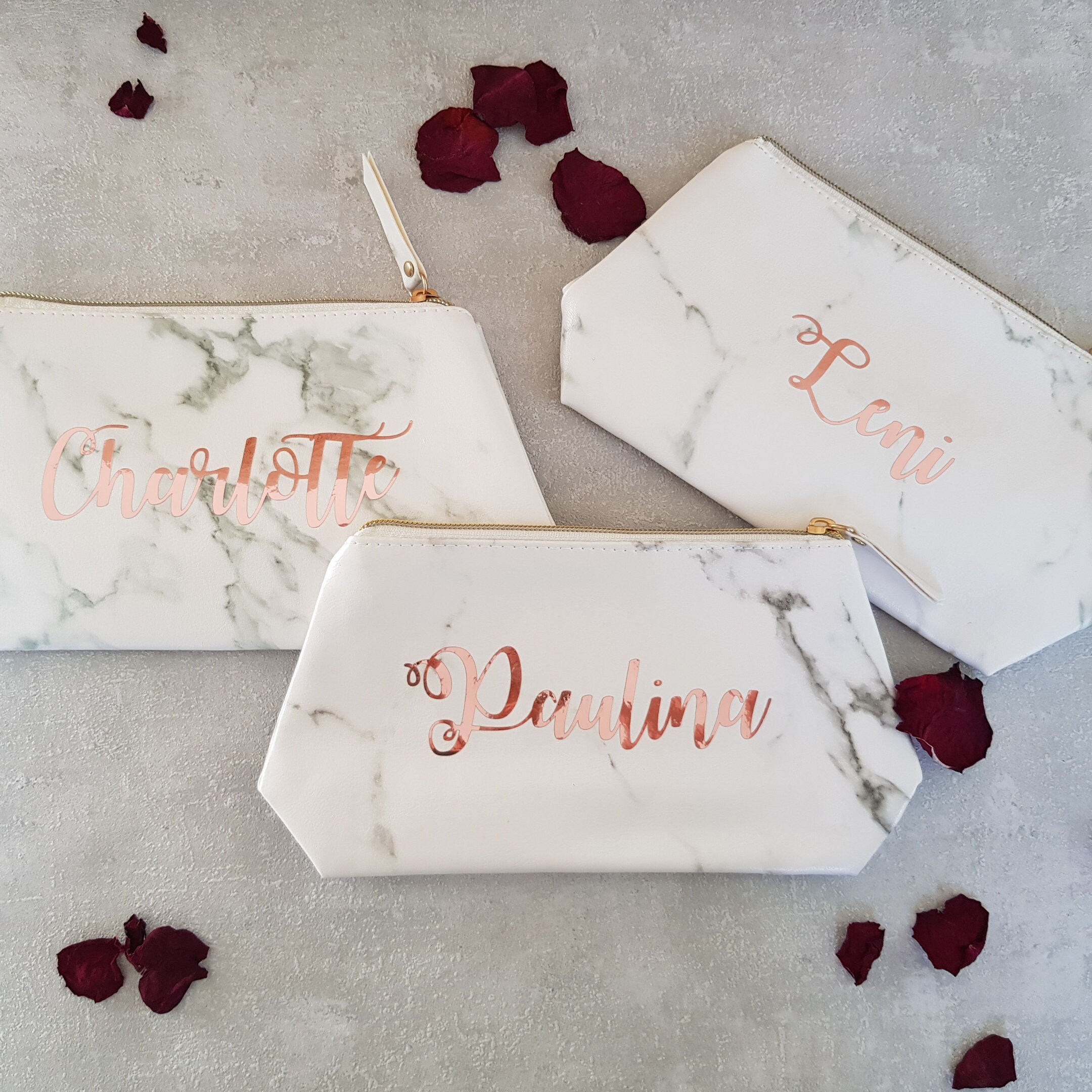 Marble Make up Cosmetic Bag With Personalization in Specialised Colours ...
