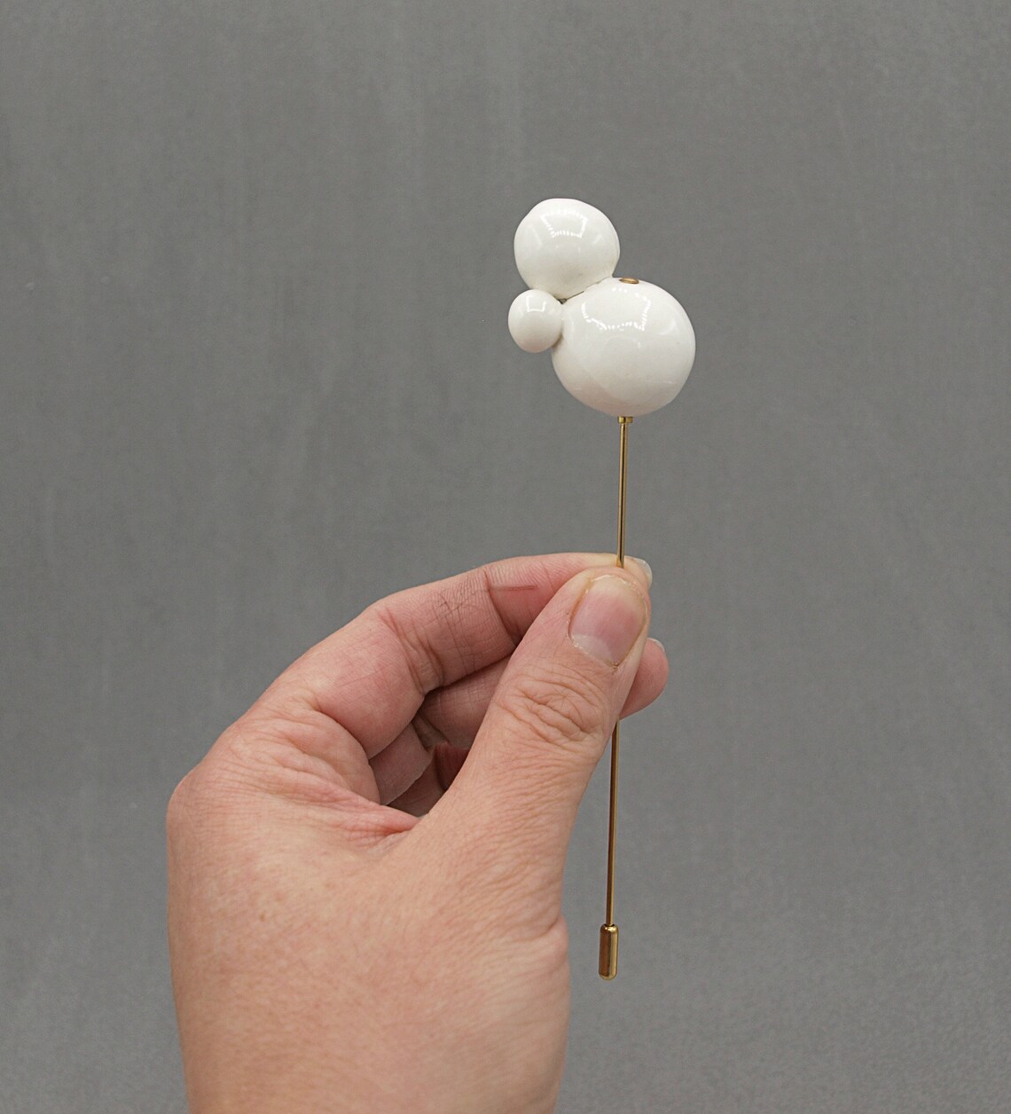 White and Gold Ceramic Brooch Modern Porcelain Brooch - Etsy