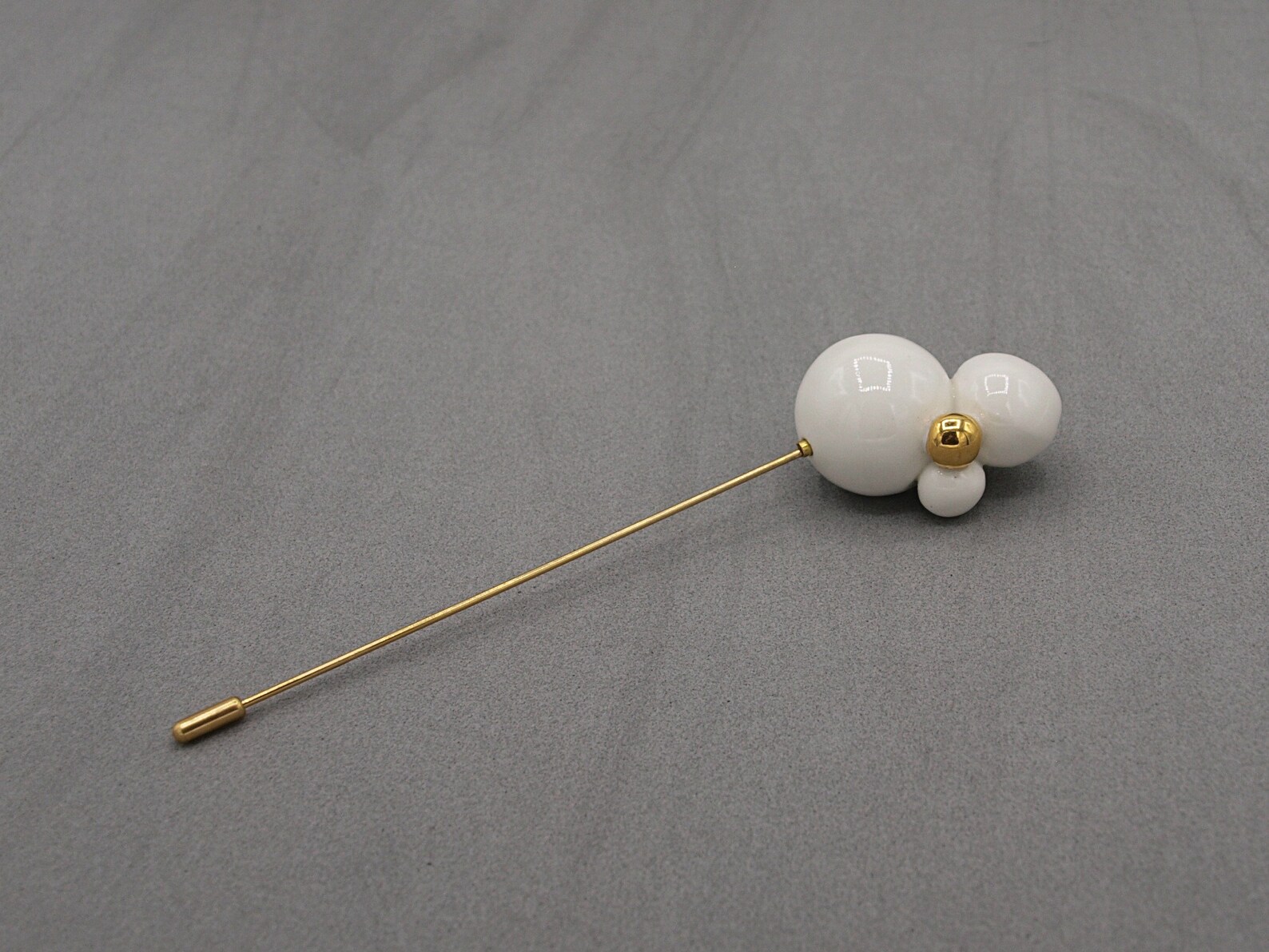 White and Gold Ceramic Brooch Modern Porcelain Brooch - Etsy