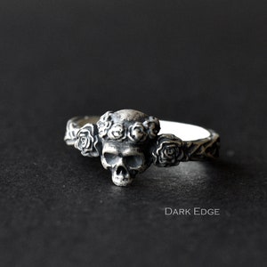 Sterling Silver Rose Skull Statement Ring Skull Ring Womens Jewellery ...