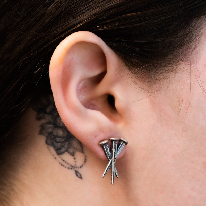 Nail Earrings - Etsy