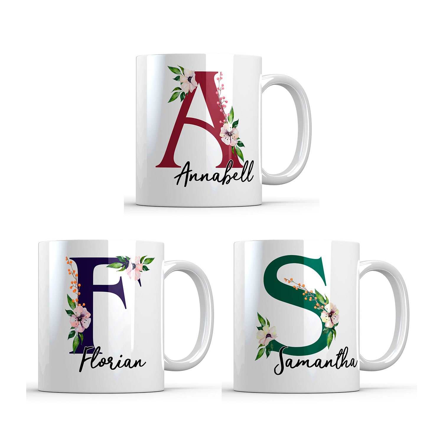 Name cup personalized coffee cup name floral letter letter cup | Etsy