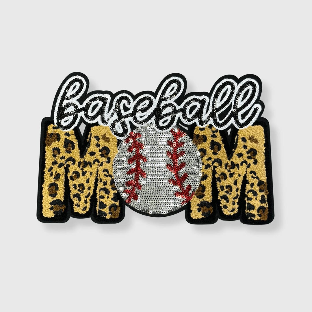 Cheetah Baseball Mom Patch | Sequin Sports Patch | Game Day Glitter ...