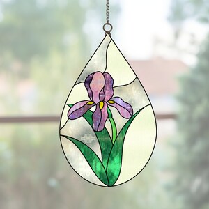 Iris Stained Glass Pattern, Flower Stained Glass Pattern, Digital ...