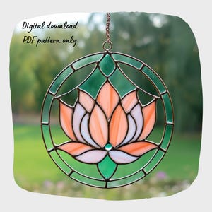 Stained Glass Lotus Flower Pattern, Digital Download, DIY Suncatcher ...