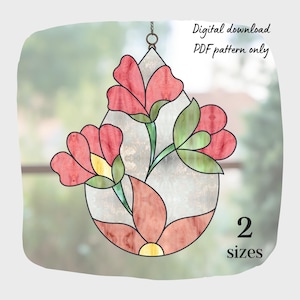 Flower Teardrop Stained Glass Pattern, Digital Download, DIY Suncatcher ...