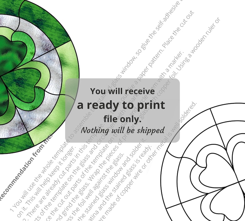 Shamrock Stained Glass Pattern Irish Suncatcher Digital - Etsy