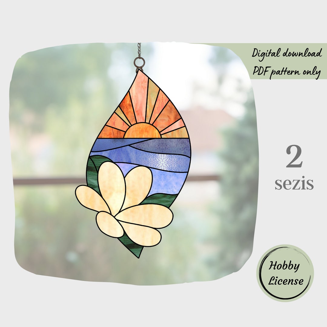 Plumeria Teardrop Stained Glass Pattern, Sunset Stained Glass Pattern ...