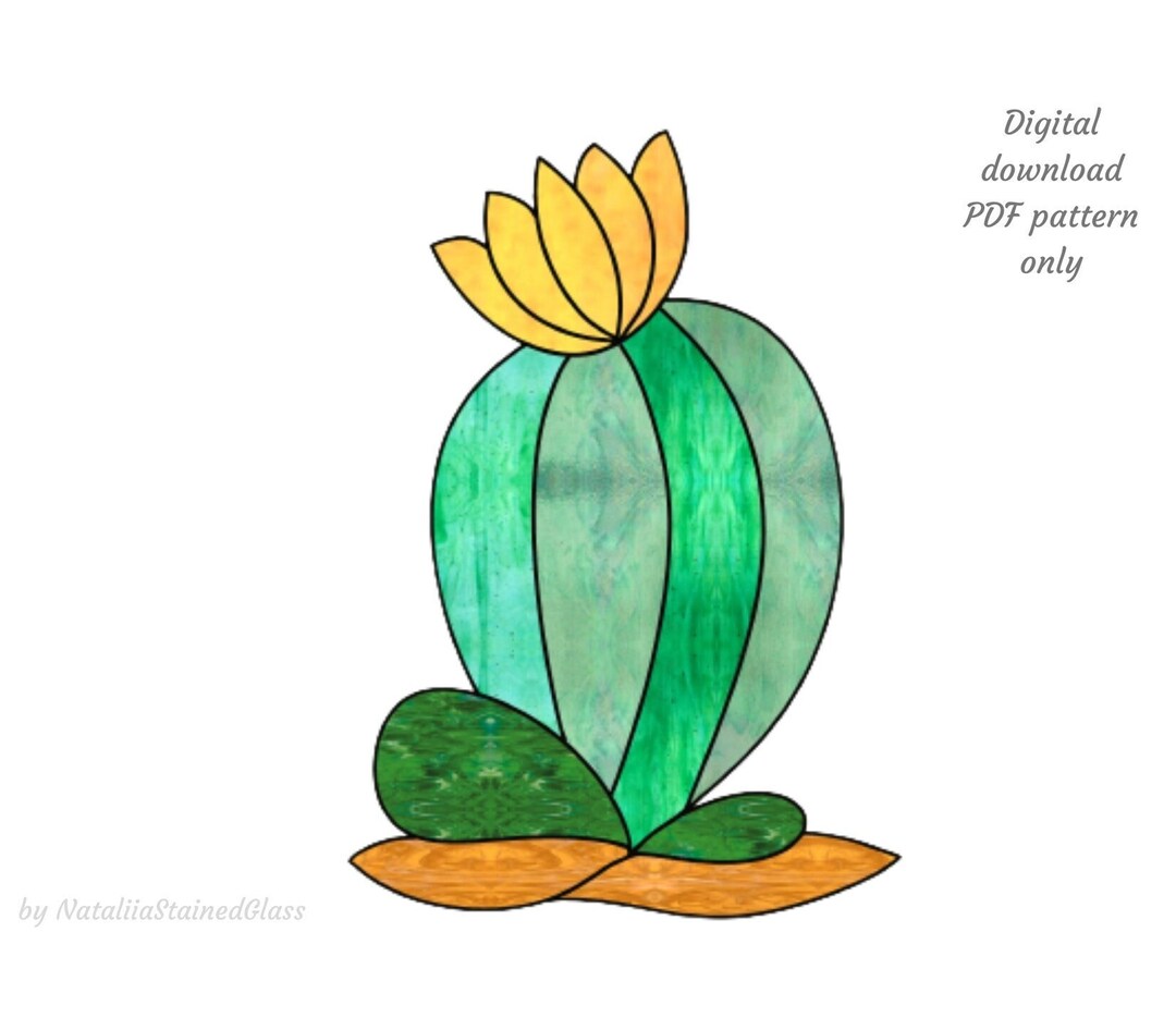 Cactus Stained Glass Pattern: DIY Suncatcher (digital Download) - Etsy