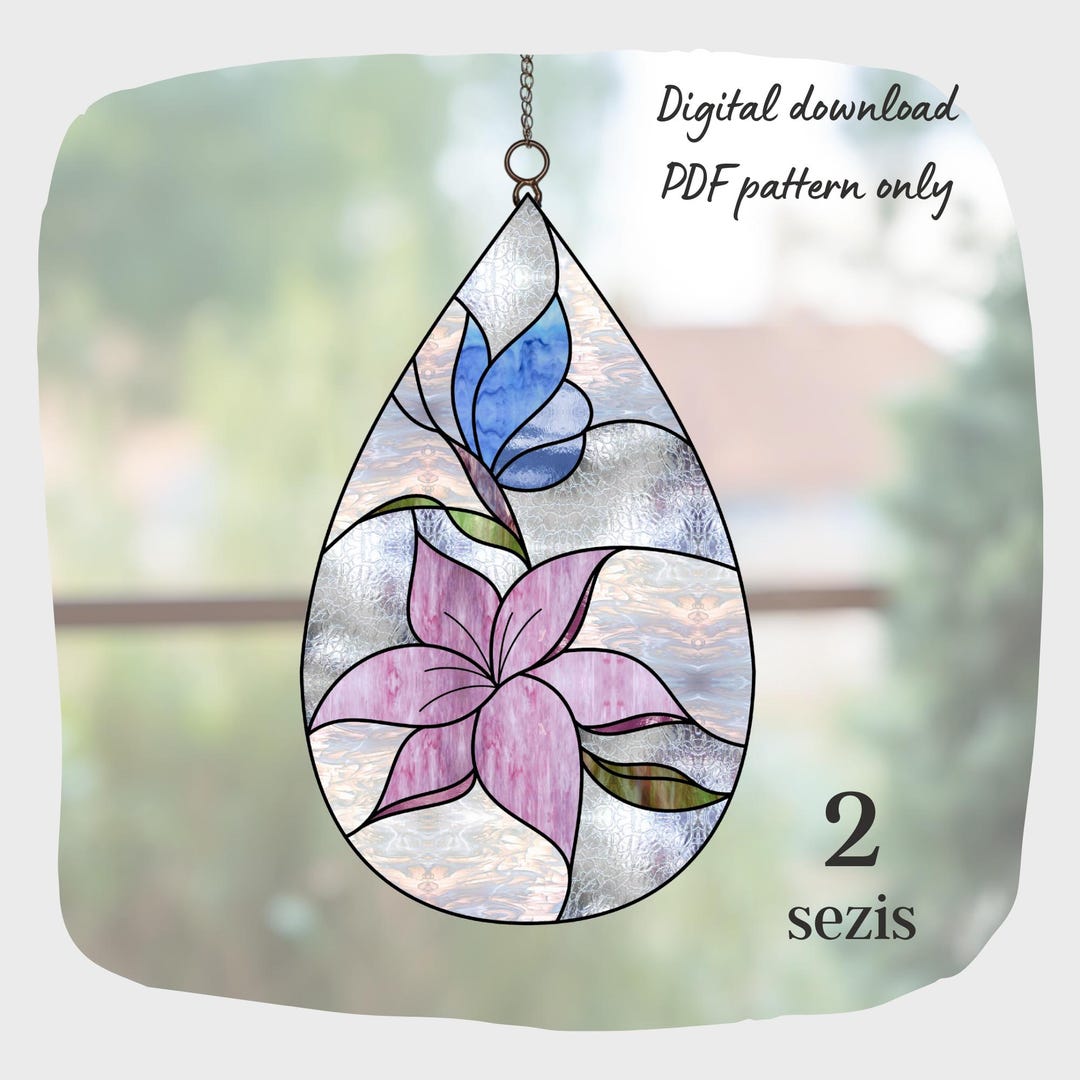 Lily Butterfly Stained Glass Pattern, DIY Suncatcher (digital Download ...