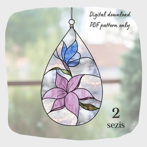 Lily Stained Glass Pattern, Flower Stained Glass Pattern, Digital ...