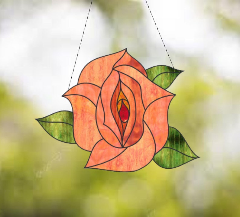 Rose Yoni Suncatcher Stained Glass Pattern, DIY Home Decor (PDF Pattern ...