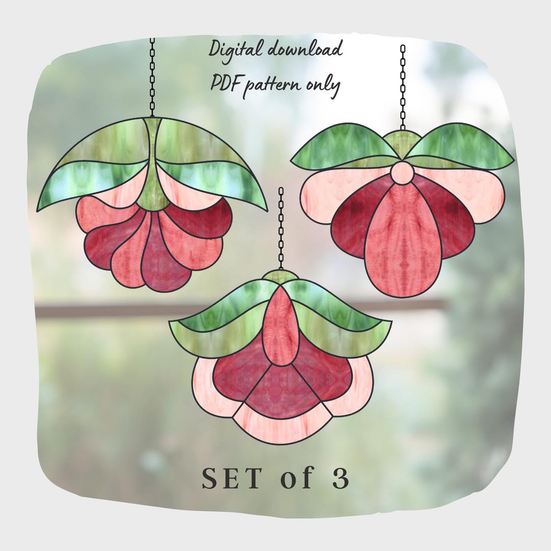 Flower Stained Glass Pattern, Digital Download, DIY Suncatcher Home ...