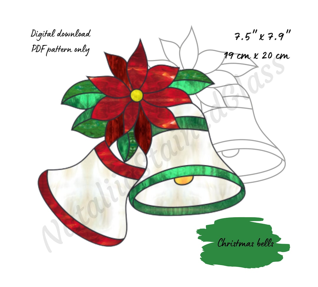 Christmas Bells Stained Glass Pattern, Digital Download Pattern, DIY ...