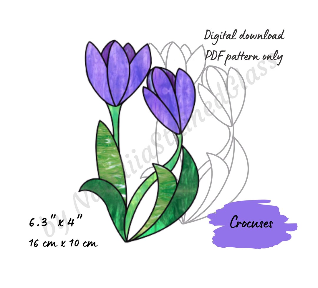 Crocus Stained Glass Pattern, Digital Download, DIY Suncatcher Home ...