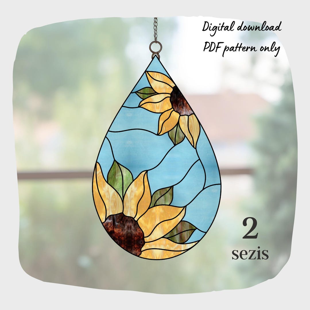 Sunflower Stained Glass Pattern, Flower Stained Glass Pattern, Digital ...