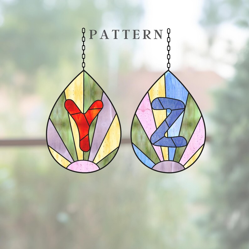 Initial Letter Teardrop Stained Glass Pattern, Digital Download, DIY ...