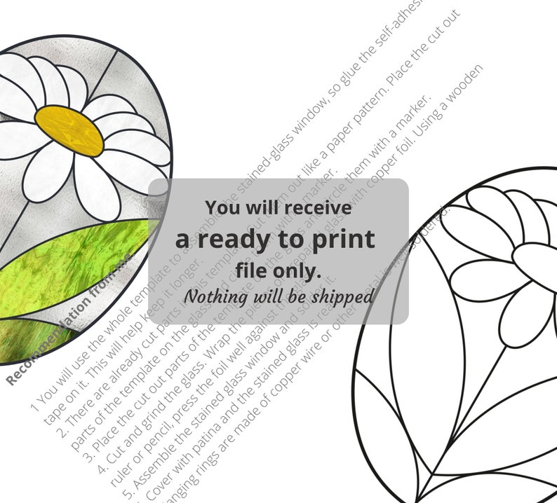 Daisy Stained Glass Pattern Flower Suncatcher Digital Download - Etsy