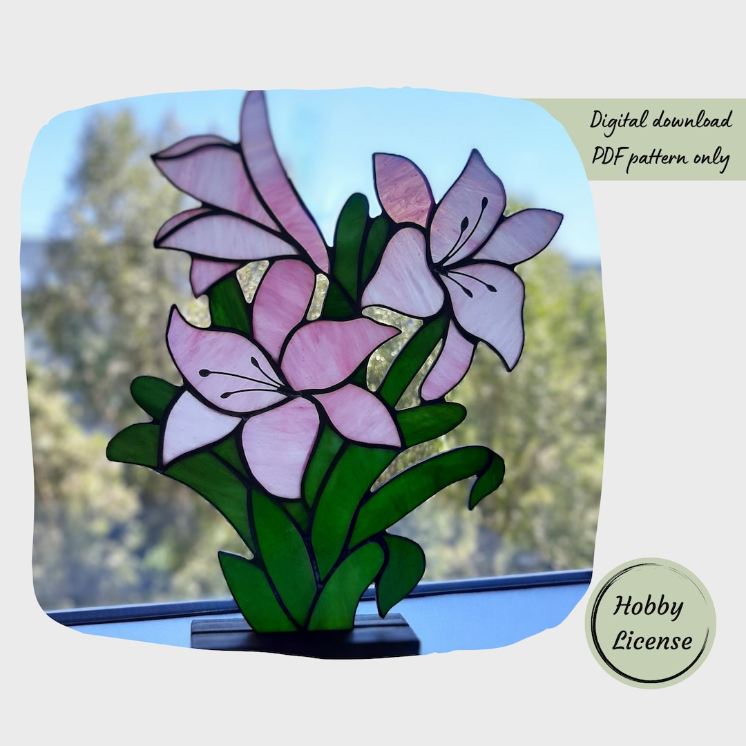 Lily Stained Glass Pattern, Digital Download, DIY Flower Suncatcher ...