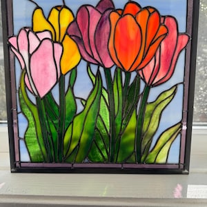 Tulip Stained Glass Pattern, Flower Stained Glass Pattern, Digital ...