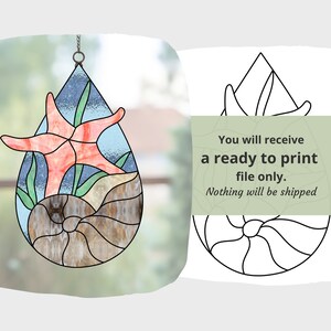 Starfish and Seashell Teardrop Stained Glass Pattern, Digital Download ...