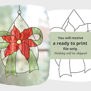 Christmas Poinsettia Teardrop Stained Glass Pattern, Digital Download ...